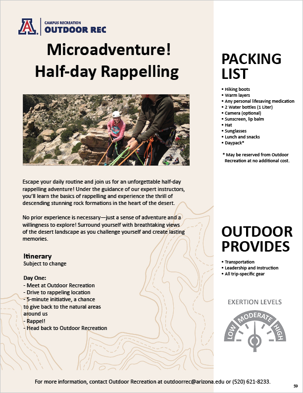 Micro Adventure! Half-day Rappelling | Campus Recreation